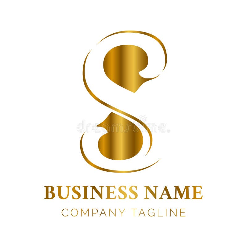 Gold S Letter Monogram Logo with Negative Space Stock Illustration ...