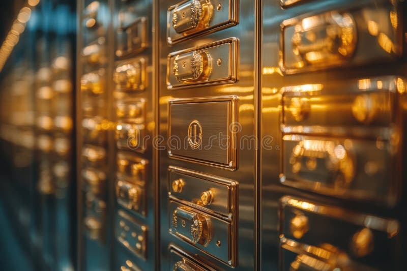 A Gold Safe in a Bank Vault. Bank Vault Stock Image - Image of wheel ...