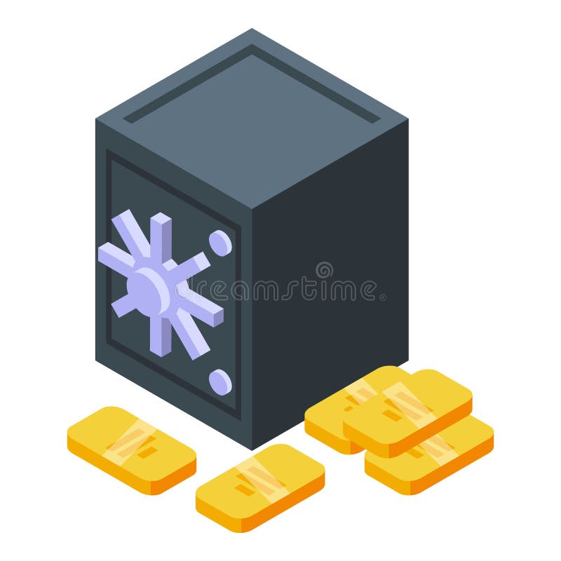 Gold Safe Icon Isometric Vector. Mine Stone Stock Vector - Illustration ...