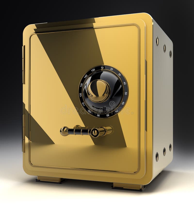 Gold Safe Isolated On Black 3D Stock Illustration - Illustration of ...