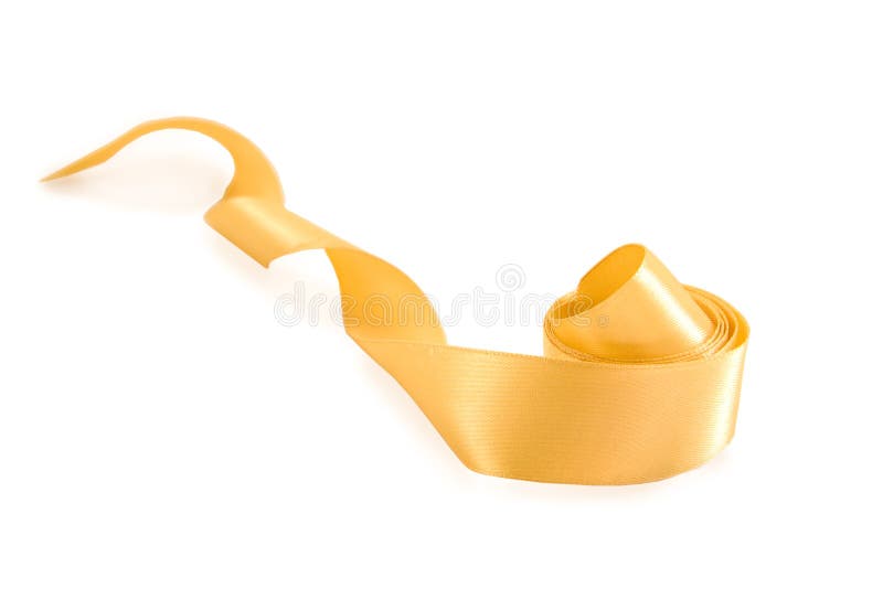 Gold satin ribbon stock image. Image of curled, curling - 16424305