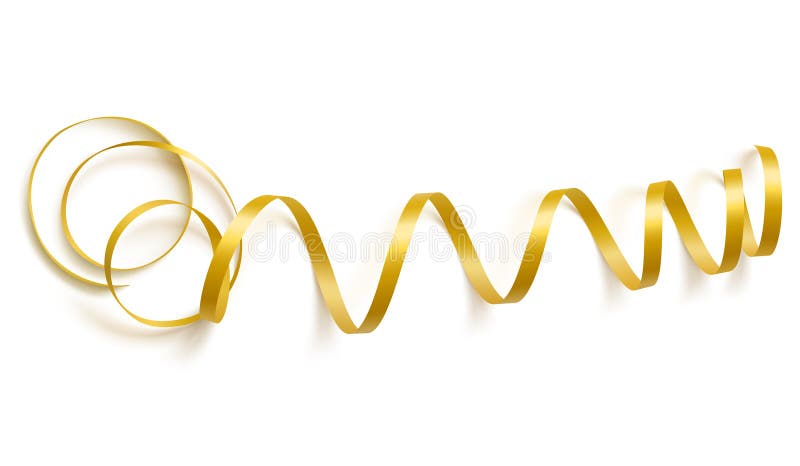 Gold Satin Ribbon Isolated on White Background. Vector of Curved Tape ...
