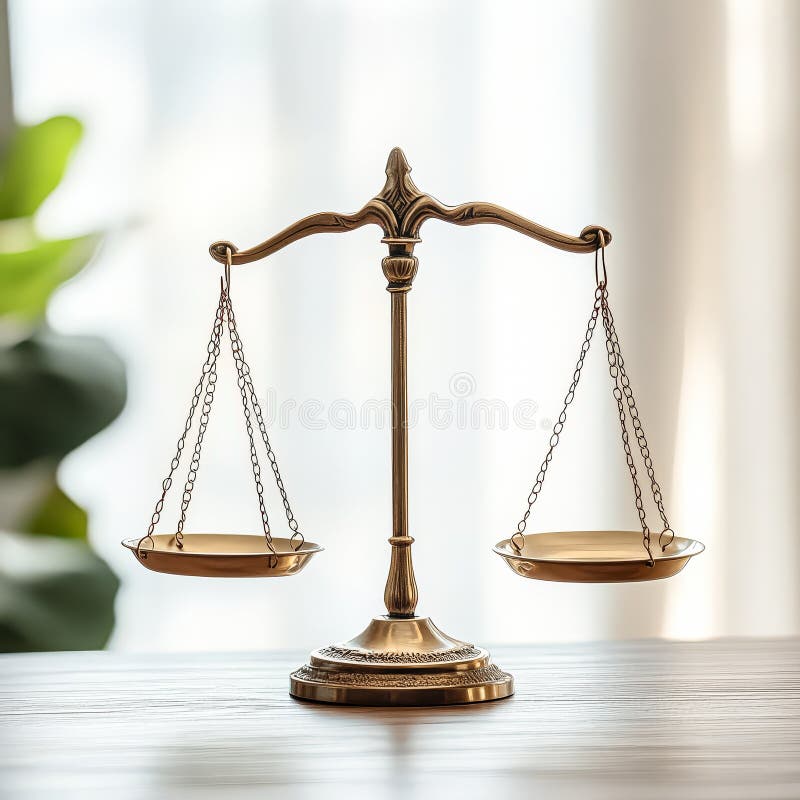 Gold Scale with Two Bowls on Each Side Stock Photo - Image of trial ...