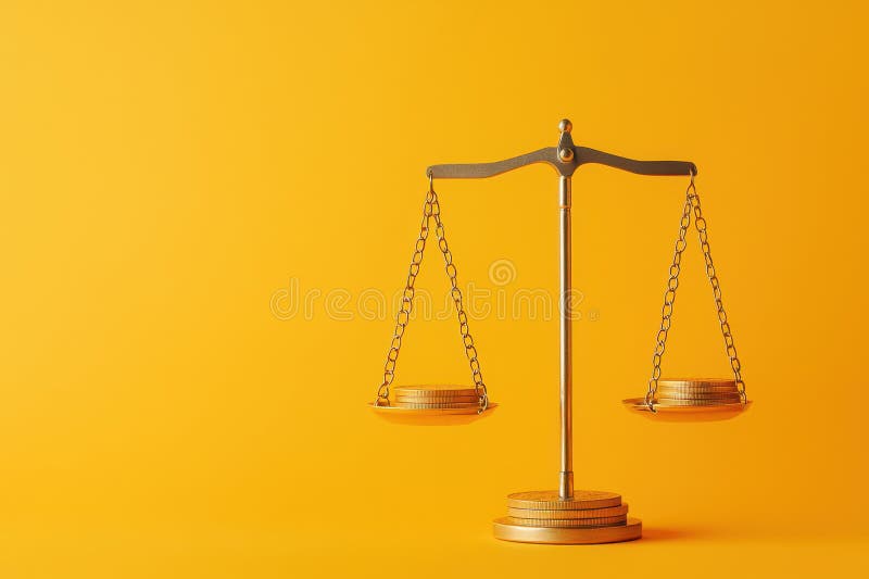 A Gold Scale with Two Sides and a Coin on Each Side Stock Illustration ...