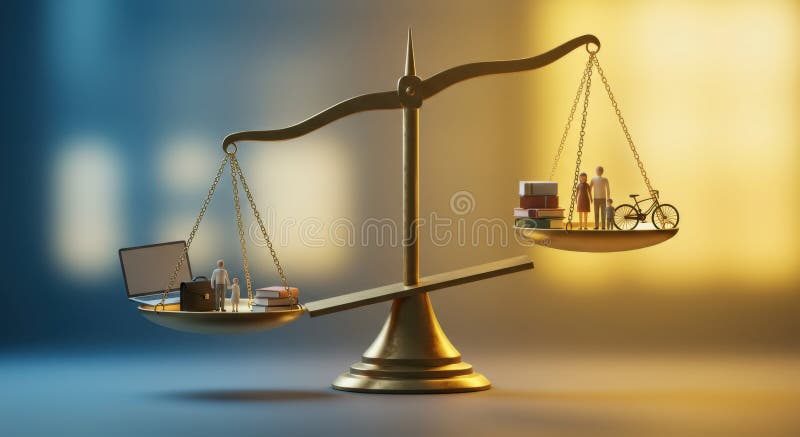 Gold Scales Balancing Work and Life Objects Stock Illustration ...