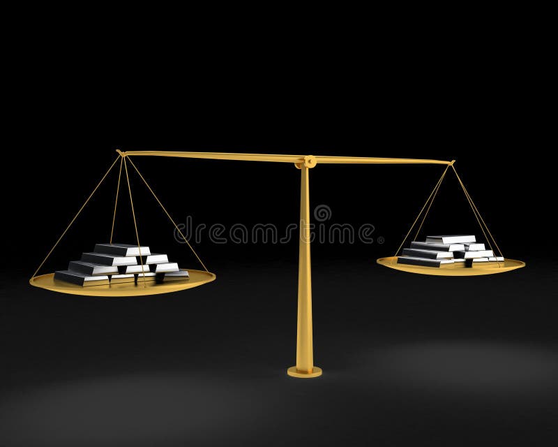 Gold Scales with Silver Bars Stock Illustration - Illustration of ...