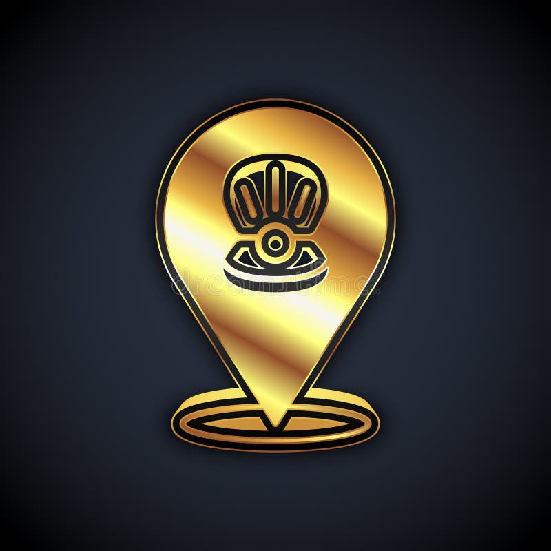 Gold Scallop Sea Shell Icon Isolated on Black Background. Seashell Sign ...