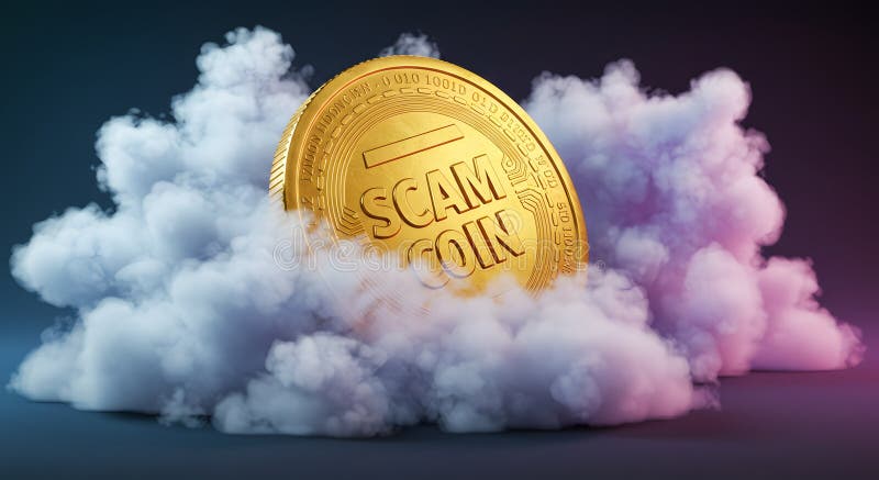 Gold Scam Coin Cryptocurrency Exploding in Smoke Stock Illustration ...