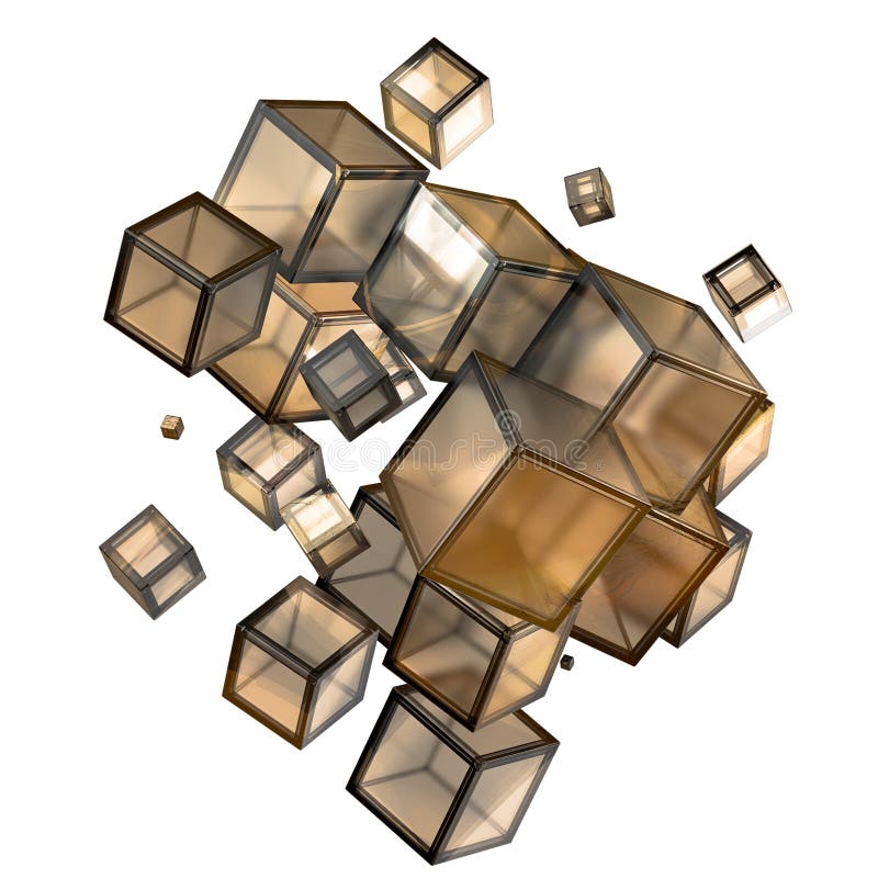 Gold Scattered Glassy Box Geometry Abstract, Dramatic, Passionate ...