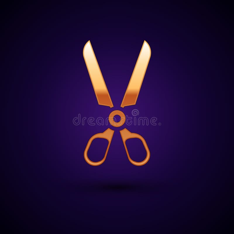 Gold Scissors Icon Isolated on Black Background. Cutting Tool Sign ...