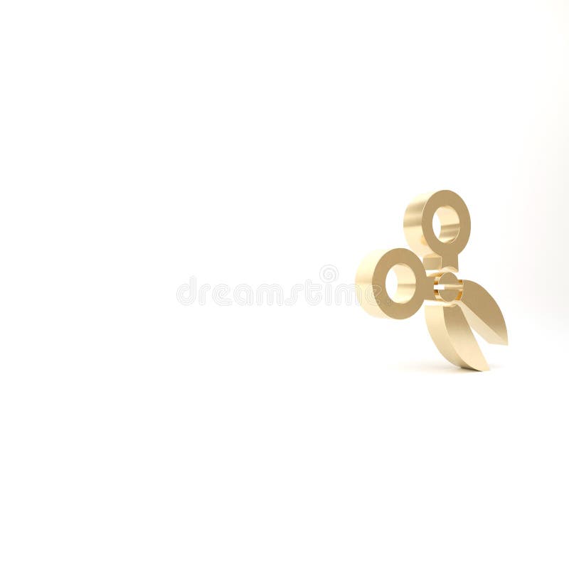Gold Scissors Icon Isolated on White Background. Cutting Tool Sign ...