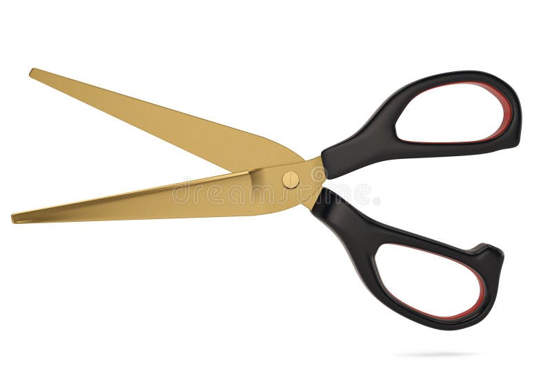 Gold Scissors on White Background.3D Illustration. Stock Illustration ...