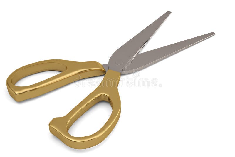 Gold Scissors on White Background.3D Illustration. Stock Illustration ...