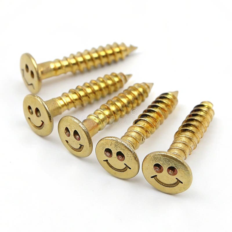 Gold Screws with Face Isolate Stock Illustration - Illustration of ...