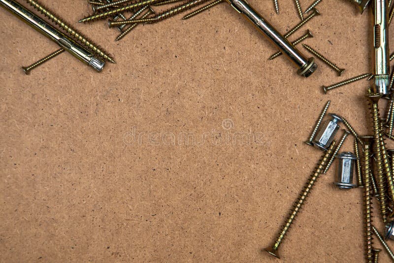 Gold Screws on Top and Right Stock Photo - Image of building ...