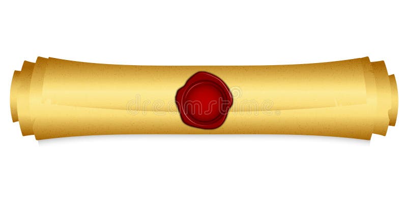Gold Scroll with Red Wax Seal Stock Vector - Illustration of border ...