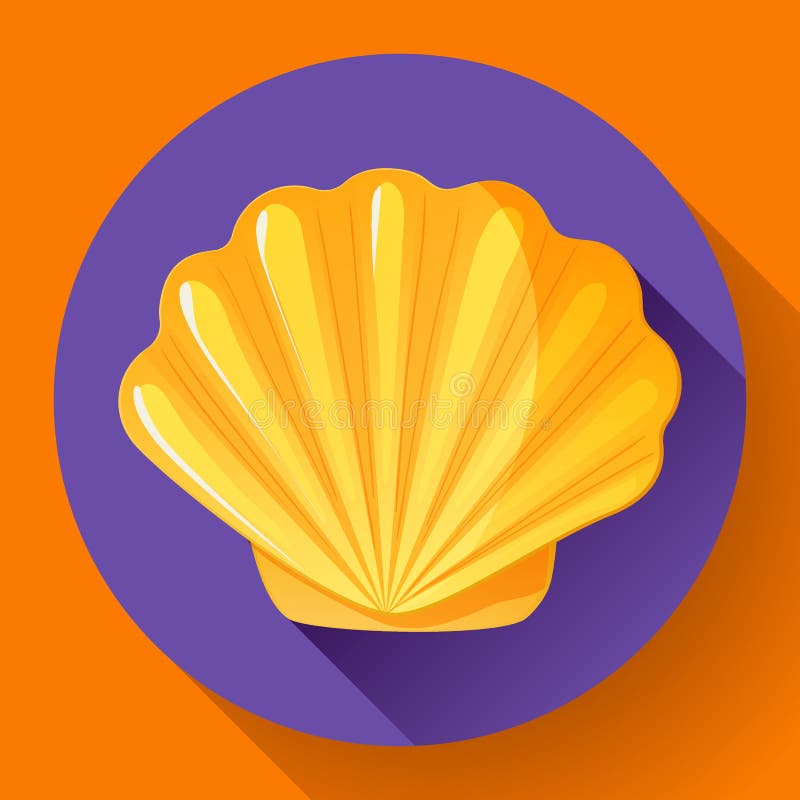 Gold Sea Shell Flat Vector Logo Seafood Flat Icon. Stock Vector ...