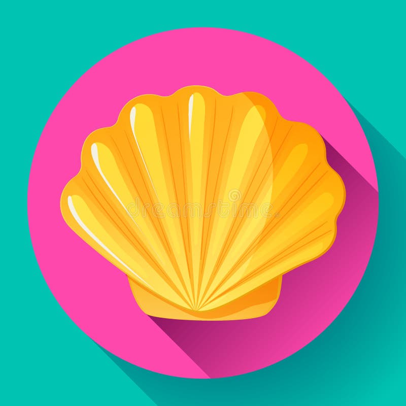 Gold Sea Shell Flat Vector Logo Seafood Flat Icon. Stock Vector ...