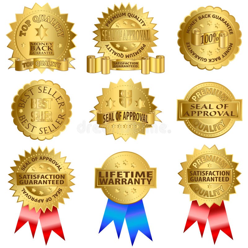 Gold Seals with Ribbons Vector Eps. Stock Vector - Illustration of ...