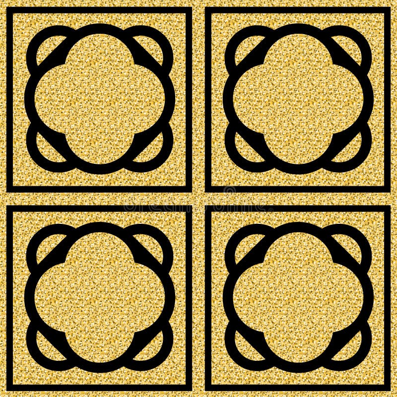 Glitter Gold Seamless Arabesque Pattern, Shining Arabic Black Gold ...