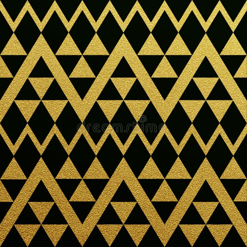 Gold Seamless Pattern of Triangles on Black Background Stock Vector ...
