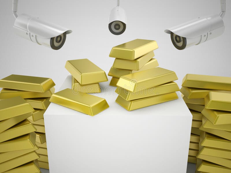 3d Security Cameras on a Pole Stock Illustration - Illustration of ...