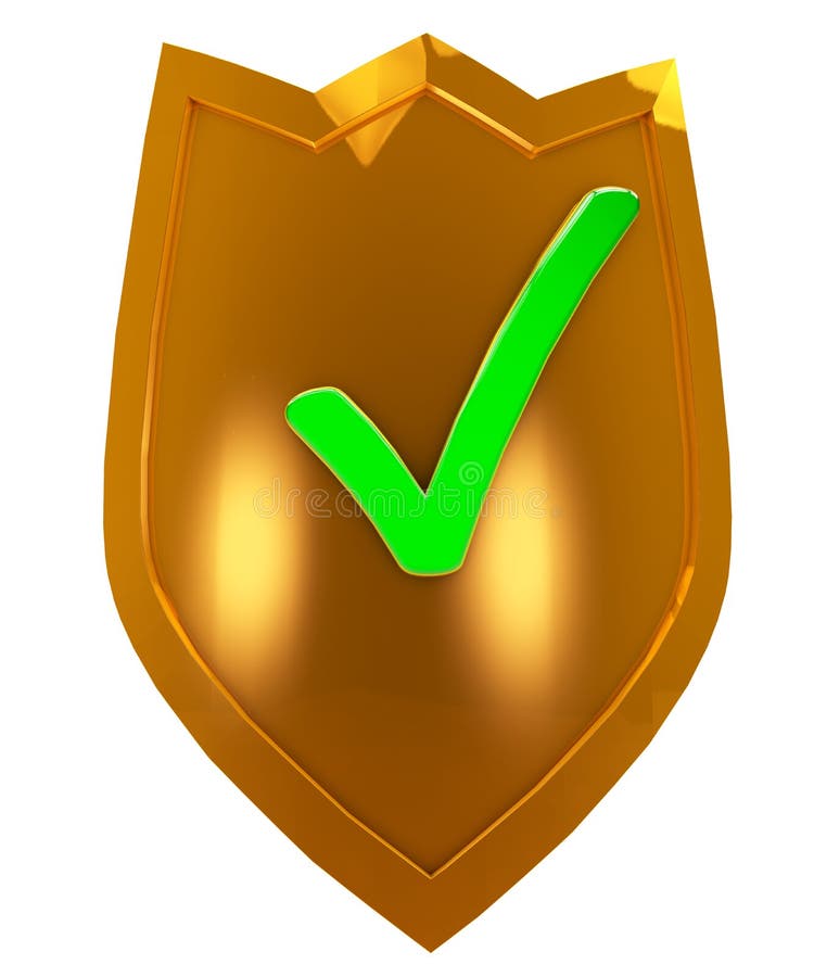 Gold security shield stock illustration. Illustration of icon - 46989746