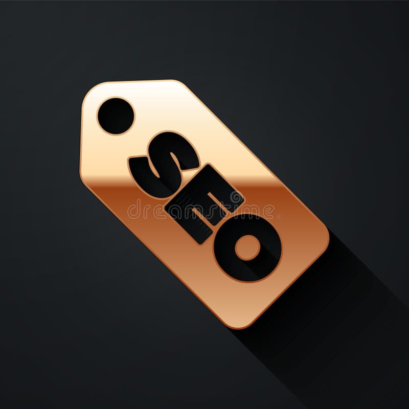 Gold SEO Optimization Icon Isolated on Black Background. Long Shadow ...