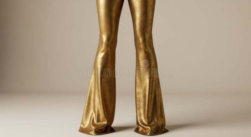Gold Sequin Bell Bottom Pants on Beige Background Stock Illustration ...