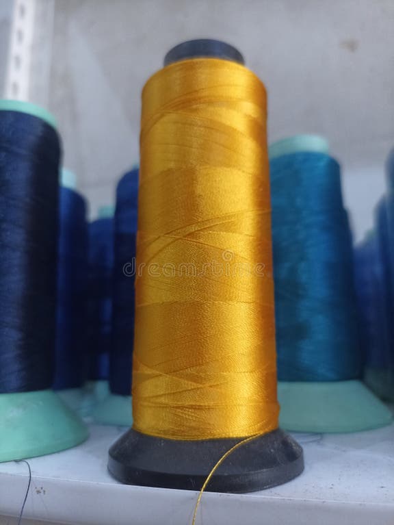 Gold Sewing Thread Fabric Thread Glosy Stock Photo - Image of sewing ...