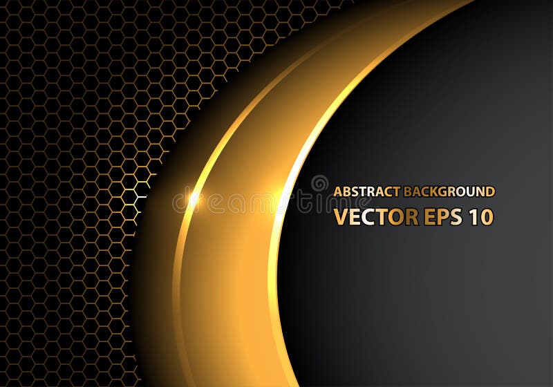 Gold Shape Curve on Gray Hexagon Mesh Design Luxury Modern Background ...