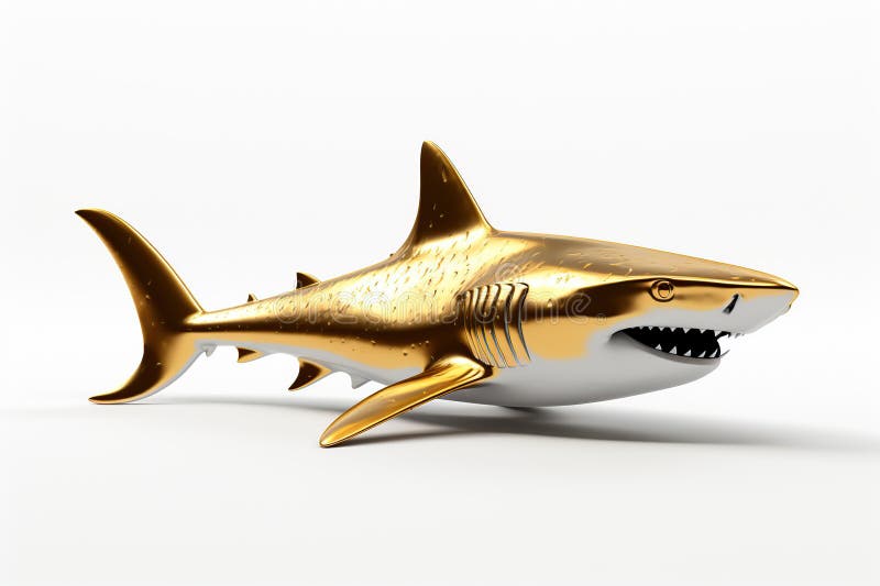 Gold Shark on a White Background Stock Photo - Image of animals, teeth ...