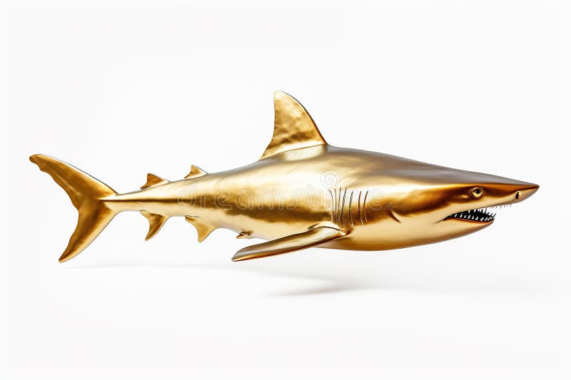 Gold Shark on a White Background Stock Photo - Image of animals, teeth ...