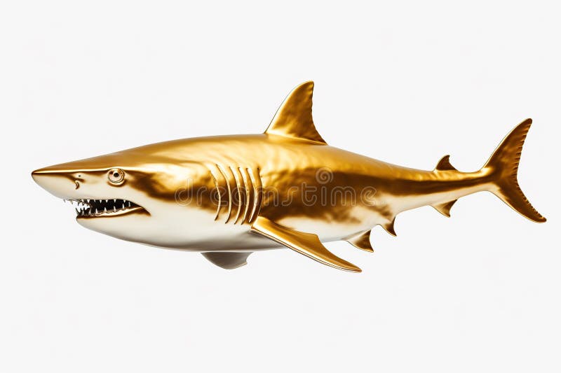 Gold Shark on a White Background Stock Photo - Image of texture, hand ...