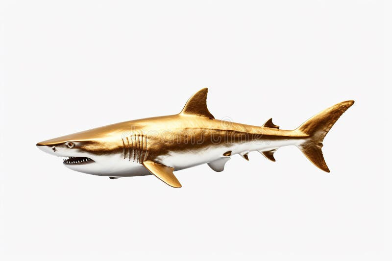 Gold Shark on a White Background Stock Photo - Image of marine, teeth ...