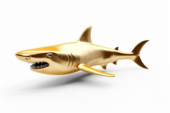 Gold Shark on a White Background Stock Photo - Image of cartoon, ocean ...