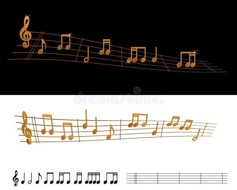 Gold sheet music stock vector. Illustration of tune, swirl - 11369625