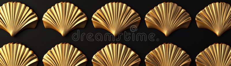 Gold Shell Pattern 3D Render, Geometric Design, Luxury Background, Art ...