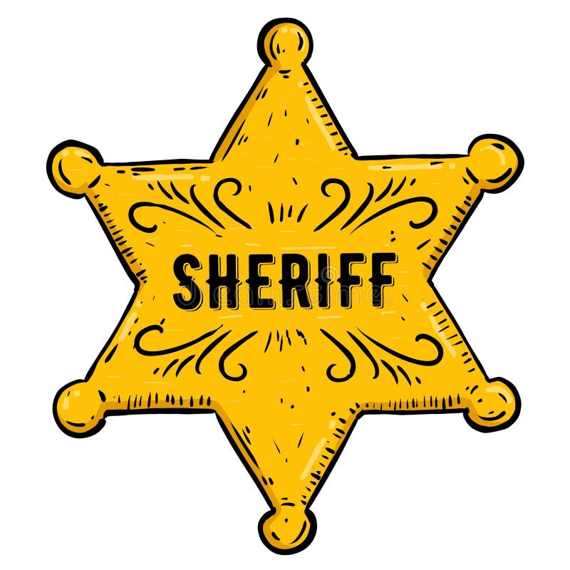 Gold Sheriff Badge on White Stock Illustration - Illustration of ...