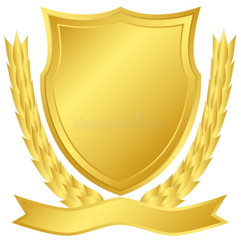 Gold shield stock vector. Illustration of ribbon, escutcheon - 6619726