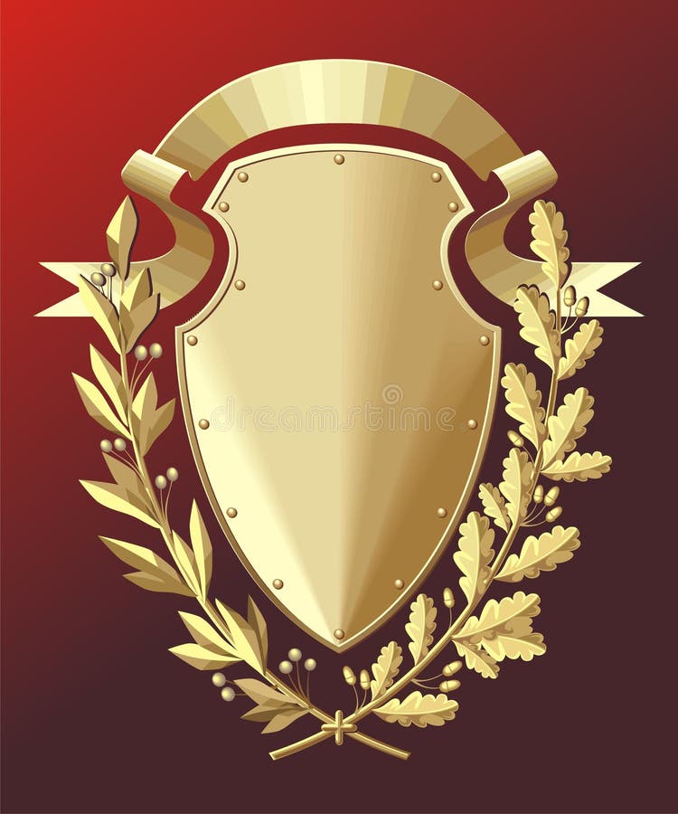 Gold and red shield stock vector. Illustration of icon - 14085574