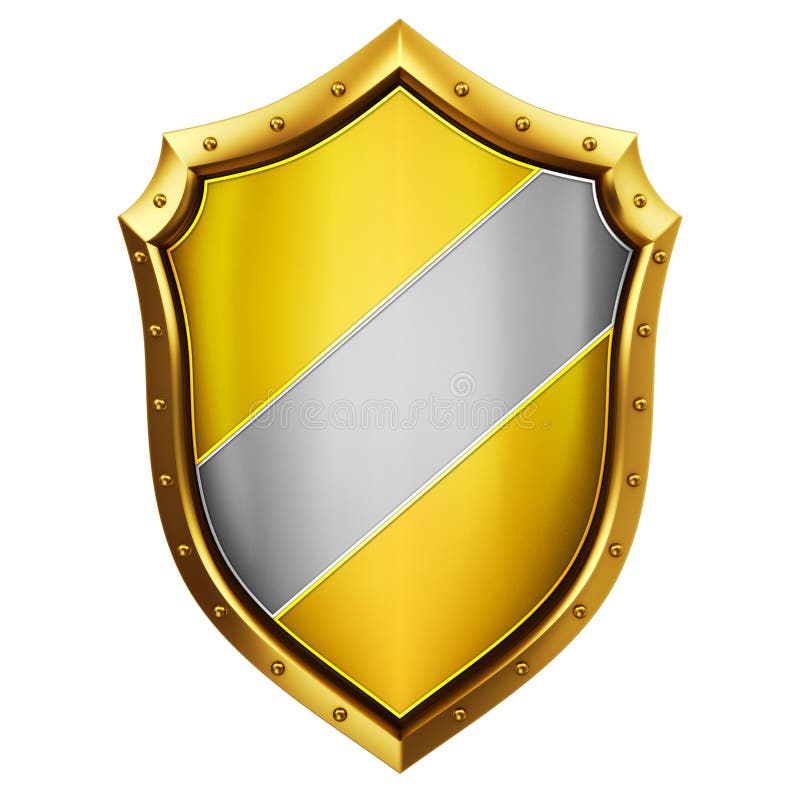 3D golden shield stock illustration. Illustration of isolated - 10861071