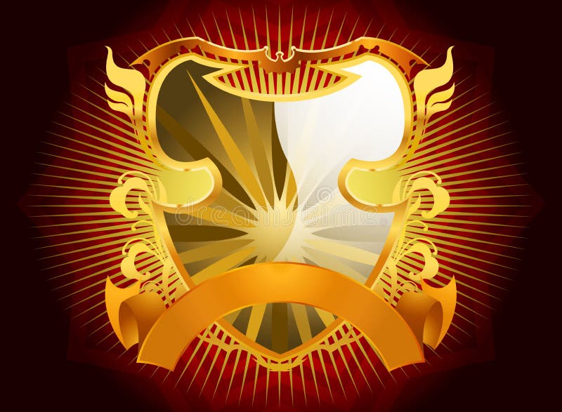Gold shield design stock illustration. Illustration of label - 32498948