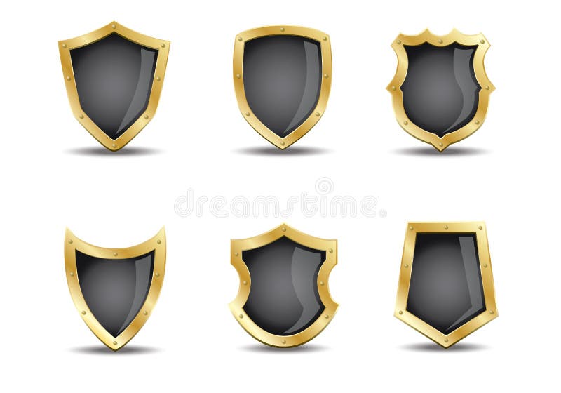Gold shield design stock vector. Illustration of icon - 74241296