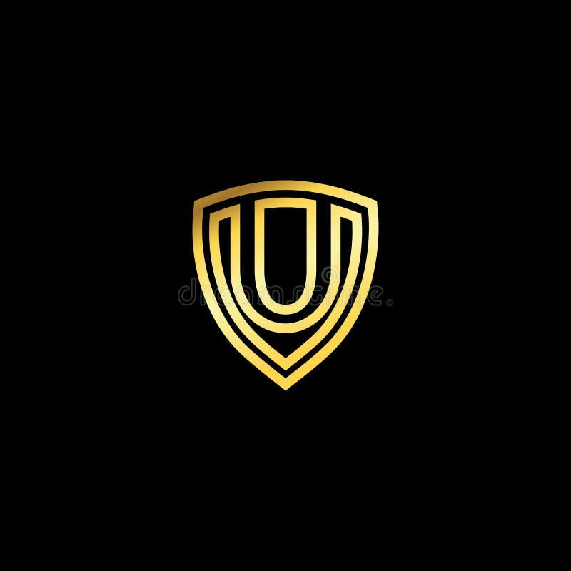 Gold Shield with Elegant Letter U. Letter Shield Logo Design Concept ...
