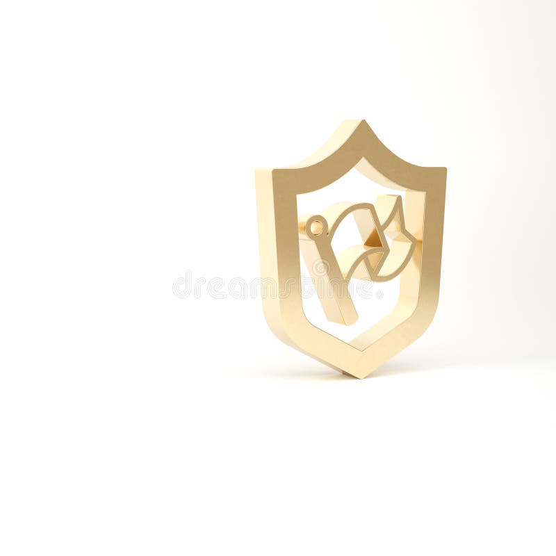Gold Shield with Flag Icon Isolated on White Background. Victory ...