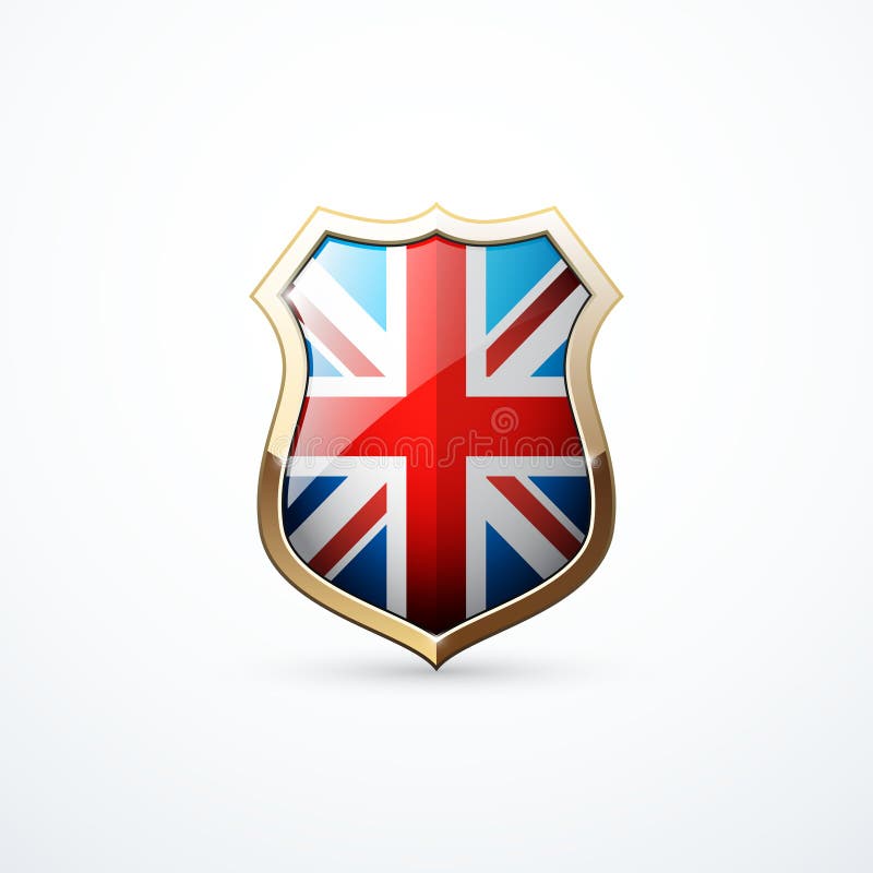 Gold Shield with Great Britain Flag Elements. Great Britain Shield Icon ...