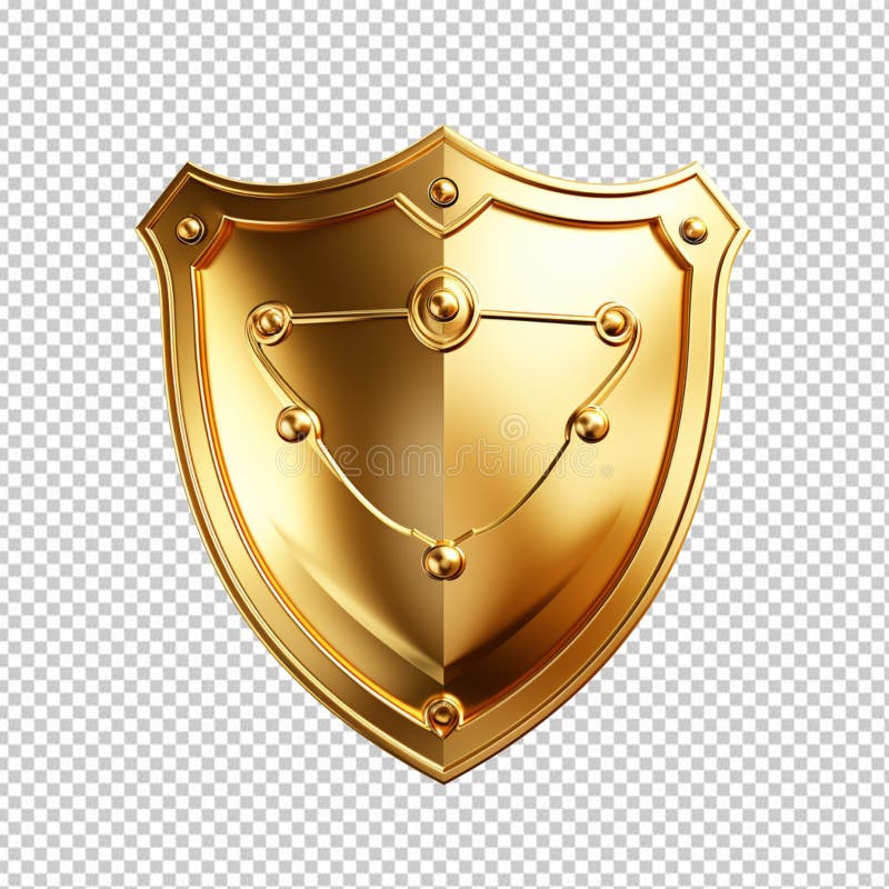 Gold Shield Isolated on Transparent Background Stock Illustration ...