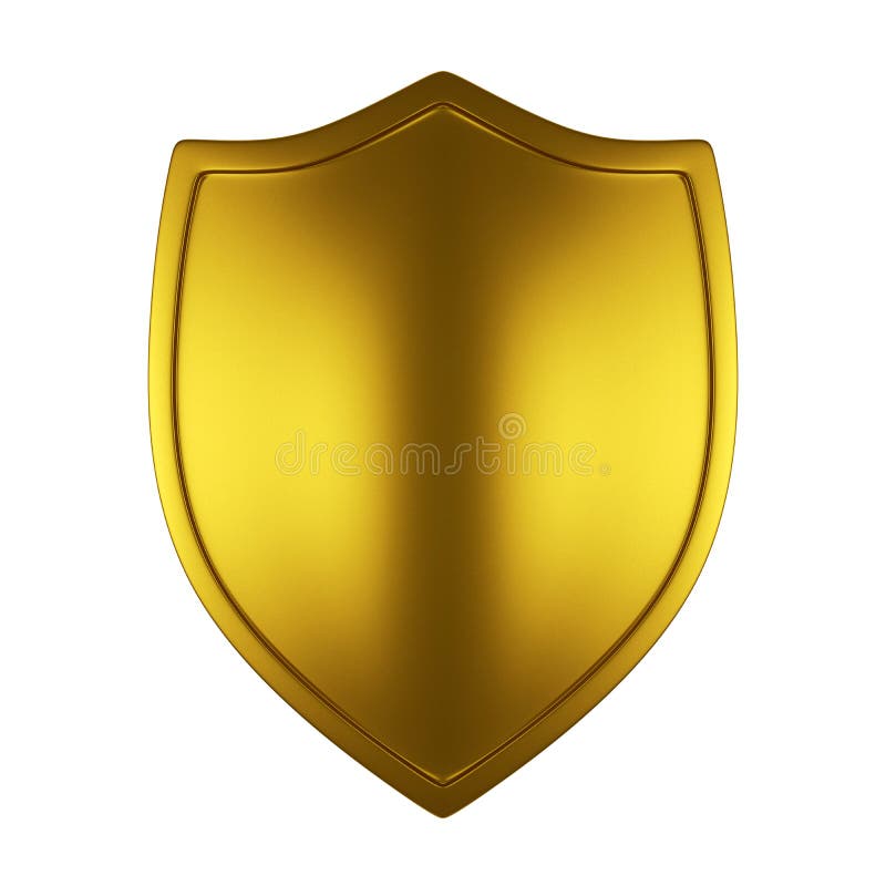 Gold medieval shield. stock illustration. Illustration of isolated ...