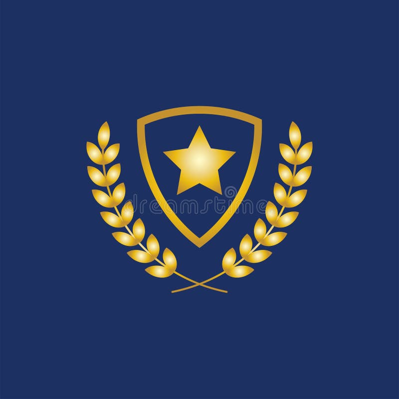Gold Shield in Navy Blue Background Stock Vector - Illustration of ...